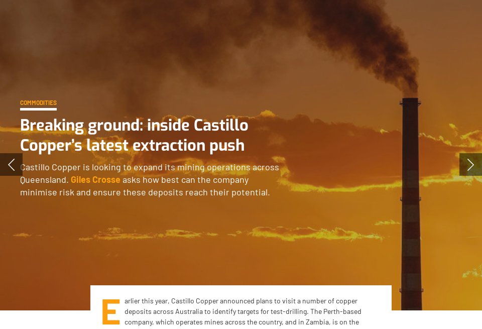 Breaking ground: inside Castillo Copper’s latest extraction push - Mine ...