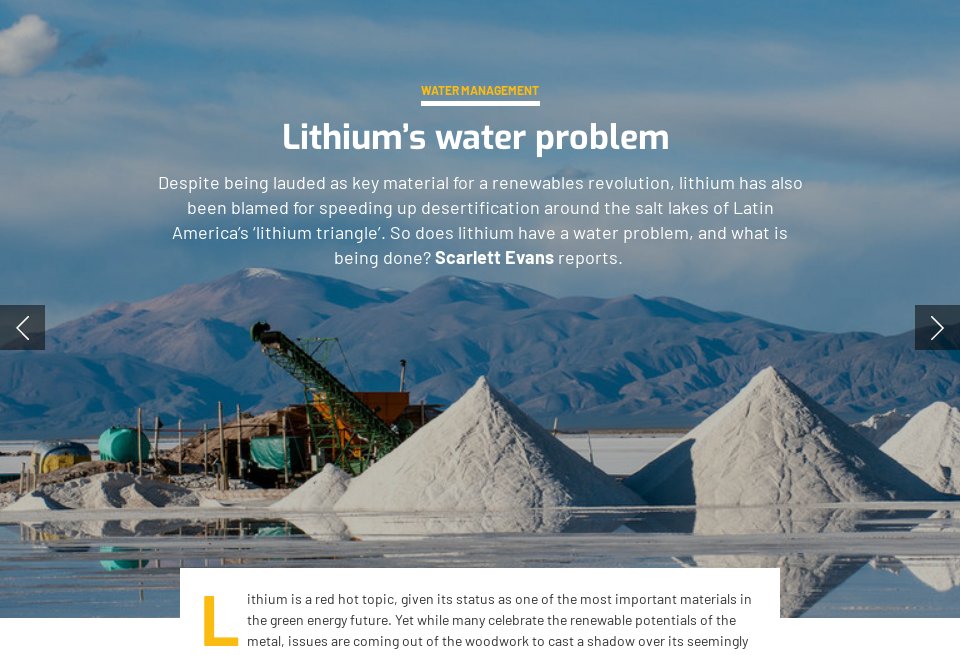 Lithium’s water problem - Mine | Issue 101 | February 2021