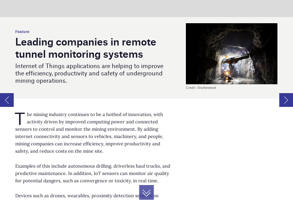 Leading companies in remote tunnel monitoring systems - Mine | Issue 134 | November 2023